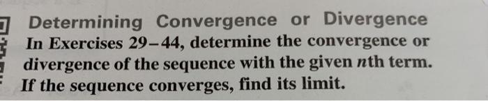 Solved ) Determining Convergence or Divergence In Exercises | Chegg.com