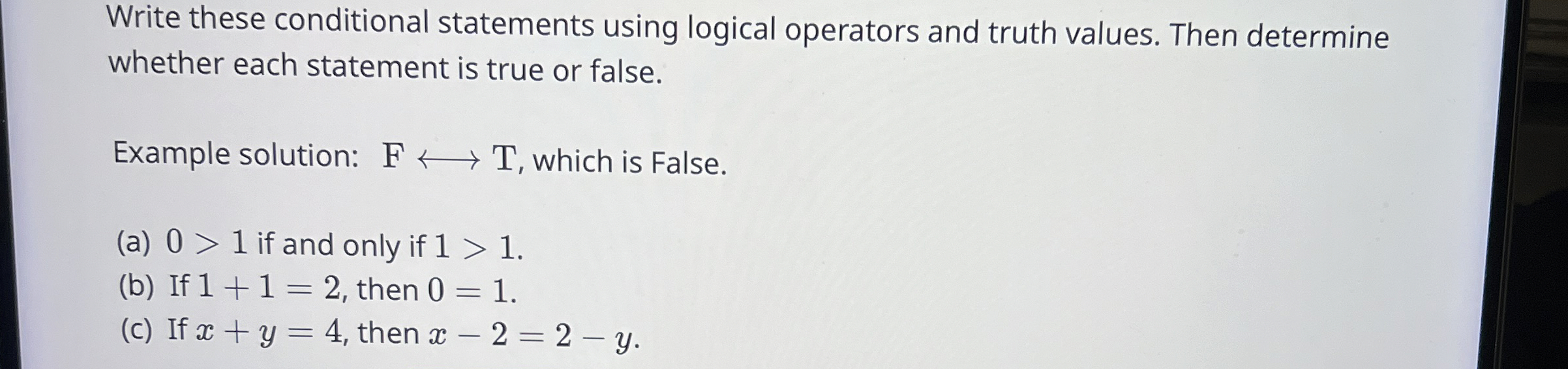 Solved Write these conditional statements using logical | Chegg.com