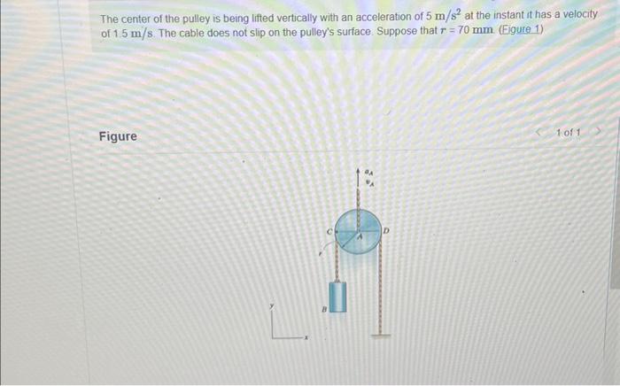 Solved The center of the pulley is being lifted vertically | Chegg.com