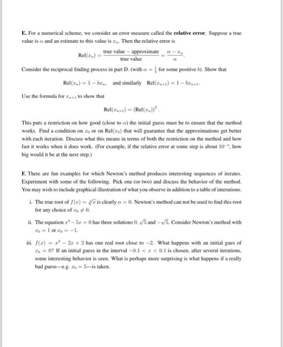 Solved E. For a numerical scheme, we consider an error | Chegg.com