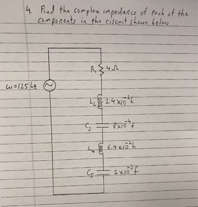 Solved Find the complex impedance of each of the components | Chegg.com