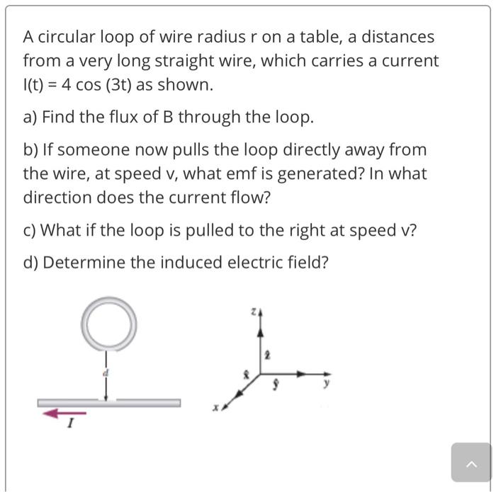 Solved A circular loop of wire radius r on a table, a | Chegg.com