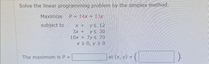 Solve the linear programming problem by the simplex | Chegg.com