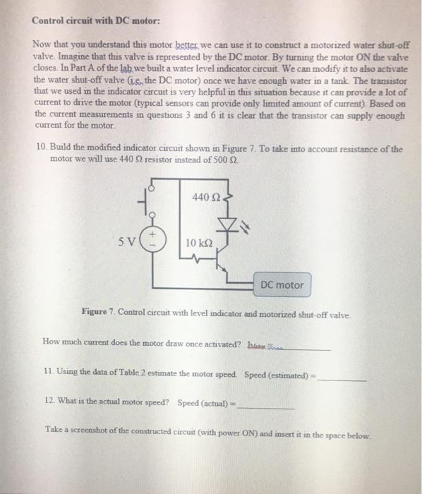 Solved Part B: DC Motor and Control Circuit In this part of | Chegg.com