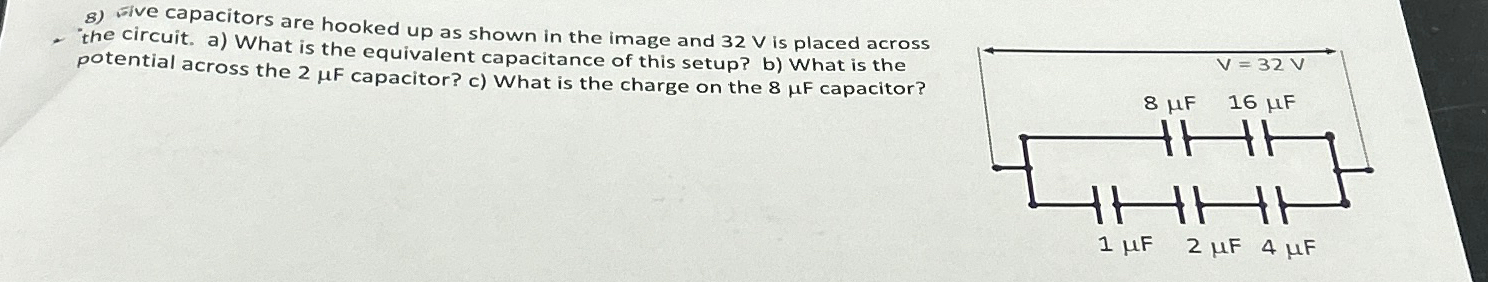 Solved Five capacitors are hooked up as shown in the image | Chegg.com