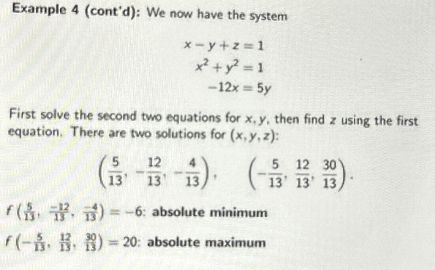 Solved Example 4 (cont'd): We now have the | Chegg.com