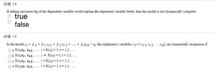 Solved If adding one more lag of the dependent variable | Chegg.com