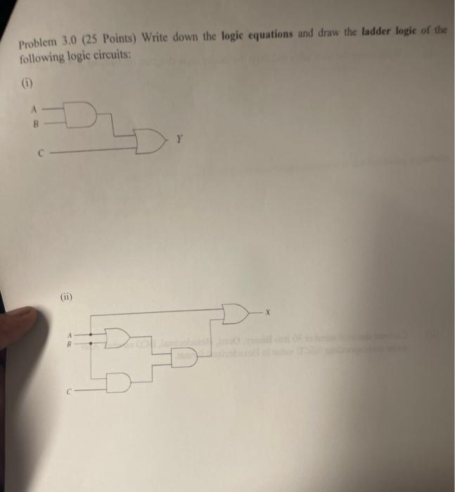 Solved Problem 3.0 (25 Points) Write down the logic | Chegg.com