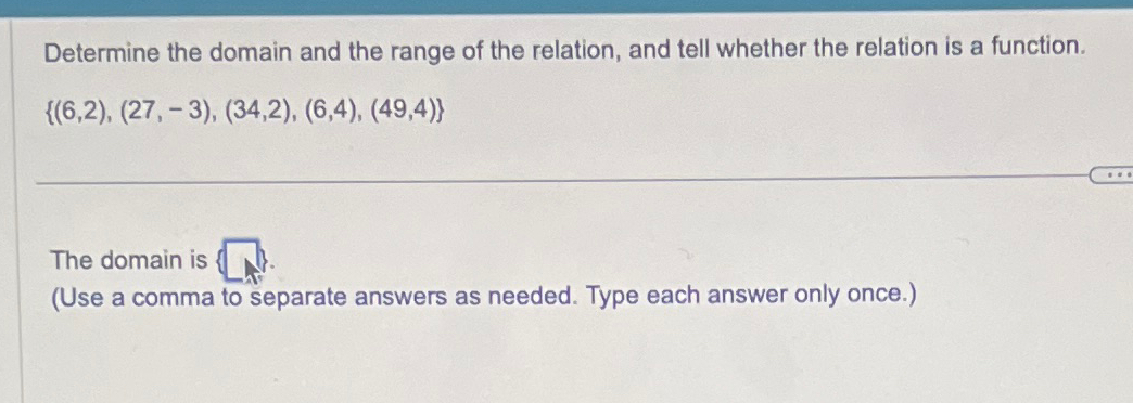 Solved Determine the domain and the range of the relation, | Chegg.com