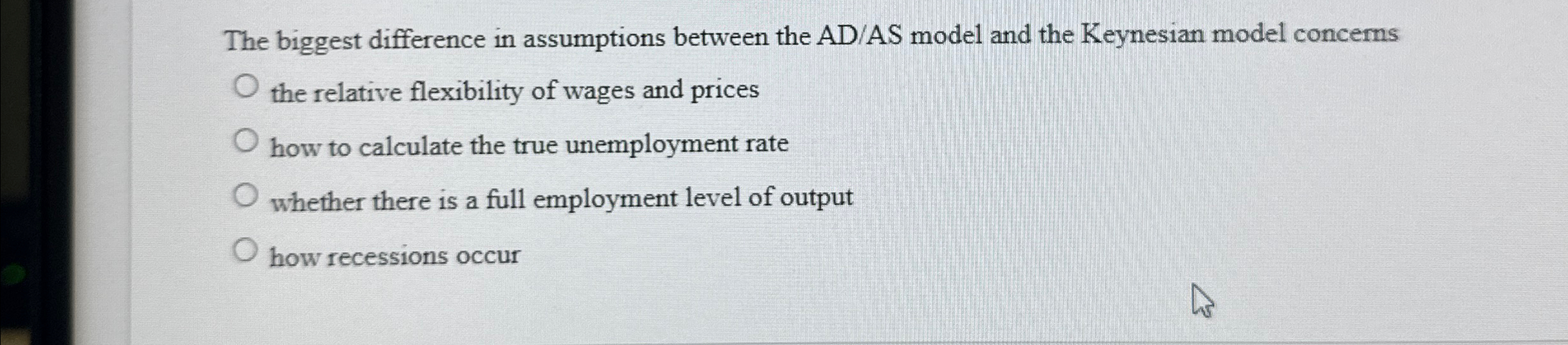 Solved The biggest difference in assumptions between the | Chegg.com