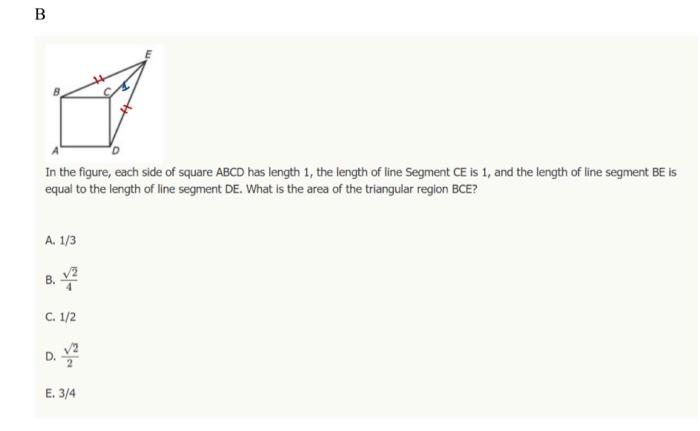 Solved In the figure, each side of square ABCD has length 1, | Chegg.com