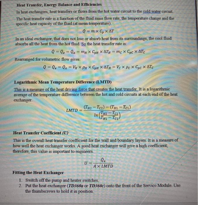 Solved Zoom TD360 Bench-top Heat Exchangers File | Chegg.com