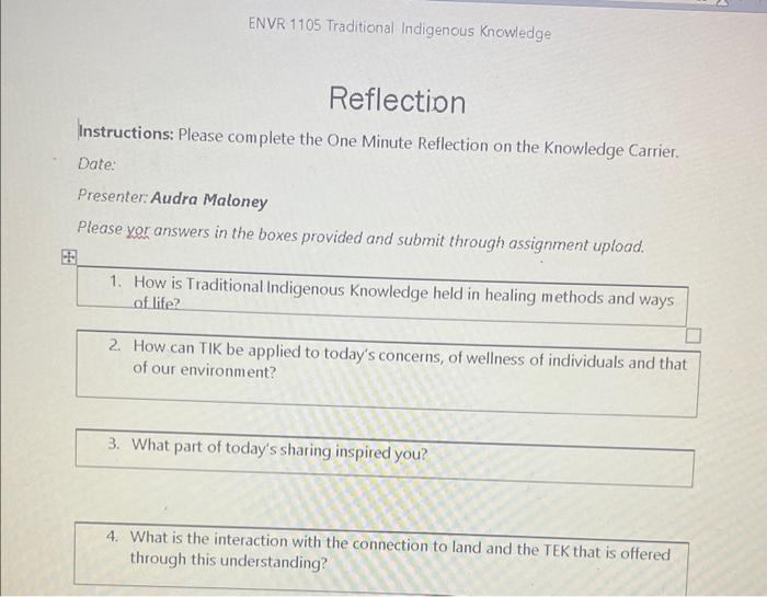 Solved Reflection Instructions: Please complete the One | Chegg.com
