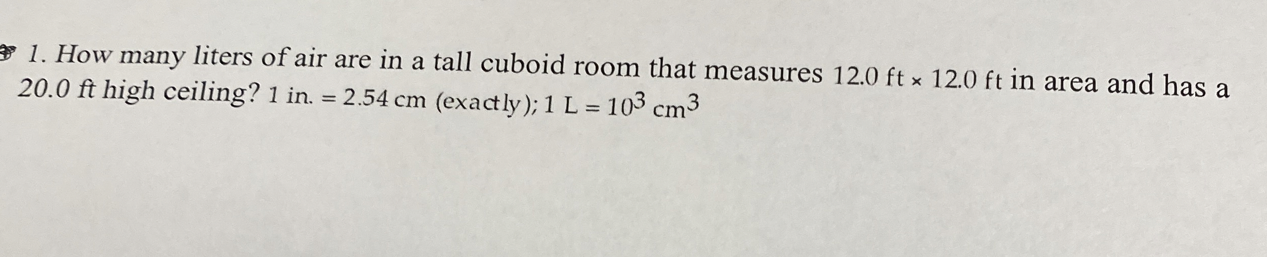 Solved How many liters of air are in a tall cuboid room that | Chegg.com