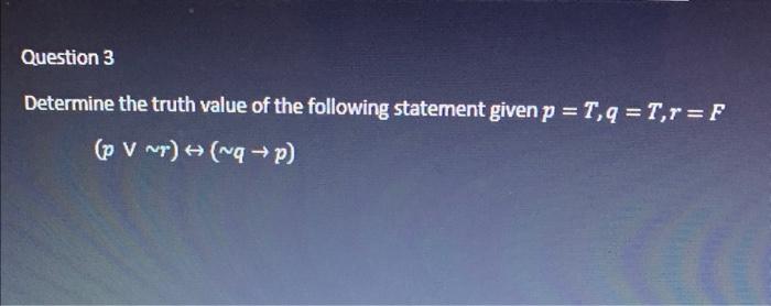 Solved Determine the truth value of the following statement | Chegg.com