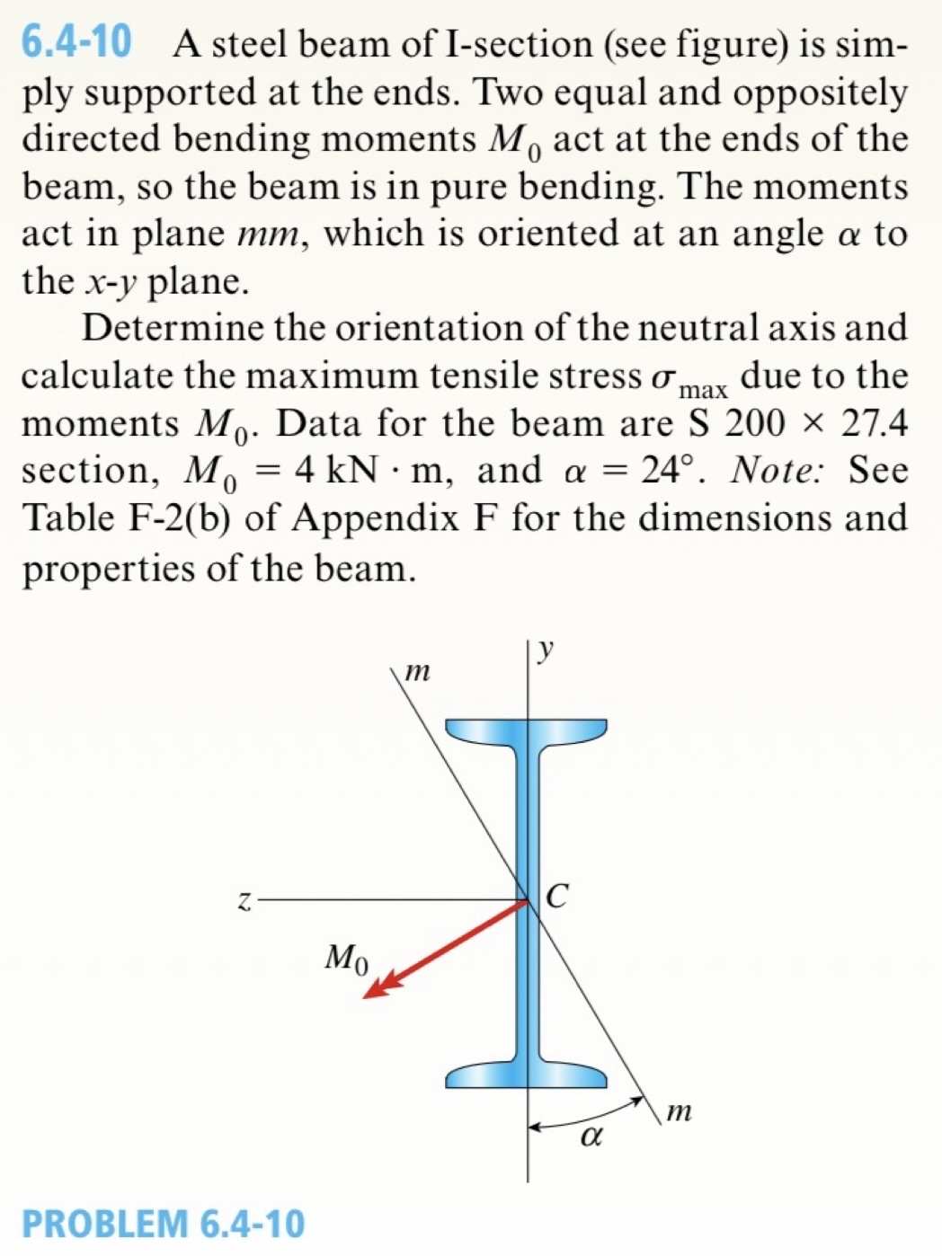 Solved 6.4-10 ﻿A steel beam of I-section (see figure) ﻿is | Chegg.com