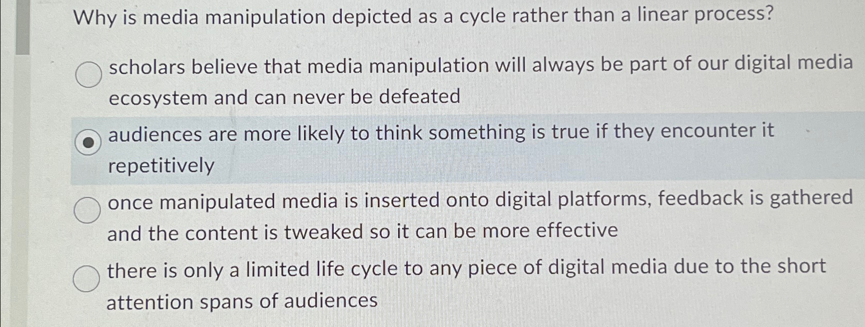 Solved Why is media manipulation depicted as a cycle rather | Chegg.com