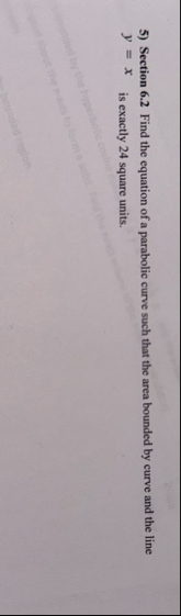 Solved Section 6.2 ﻿Find the equation of a parabolic curve | Chegg.com