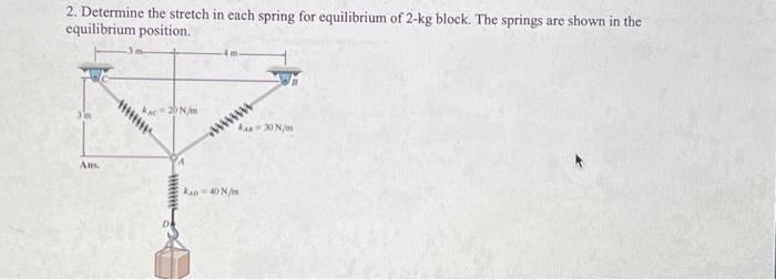 Solved 2. Determine the stretch in each spring for | Chegg.com