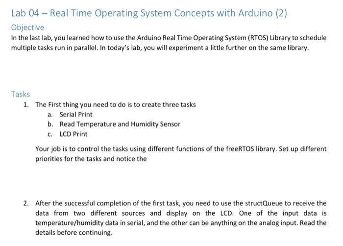 Solved Lab 04 - Real Time Operating System Concepts with | Chegg.com
