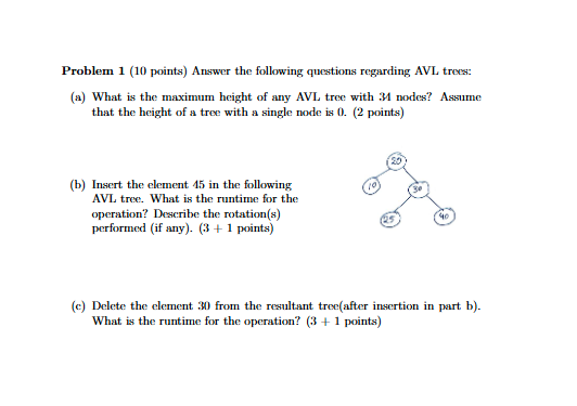 Solved Problem 1 (10 ﻿points) ﻿Answer the following | Chegg.com