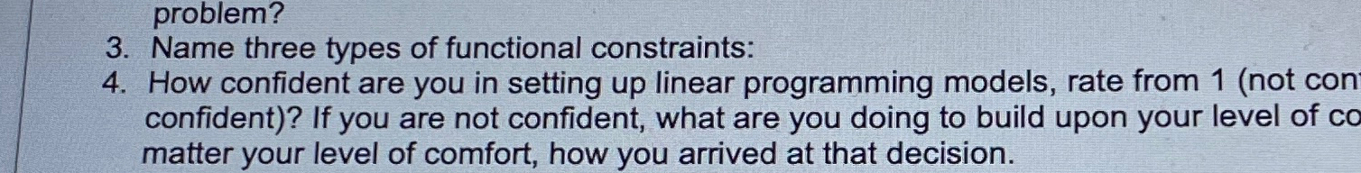 Solved 3. ﻿Name three types of functioal constraints? | Chegg.com