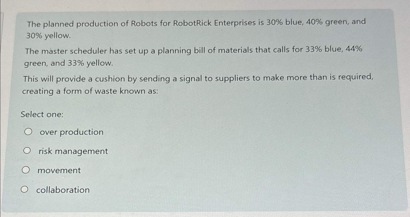 Solved The planned production of Robots for RobotRick | Chegg.com
