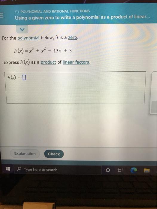 Solved O POLYNOMIAL AND RATIONAL FUNCTIONS Using a given | Chegg.com