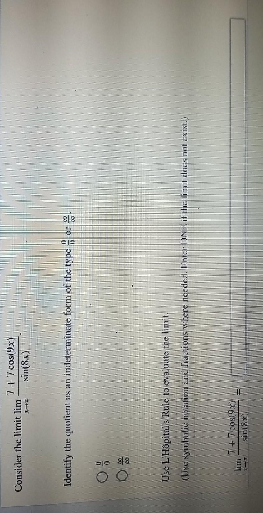 Solved tan(3x) Consider the limit lim x=0 In(1 + x) Identify | Chegg.com