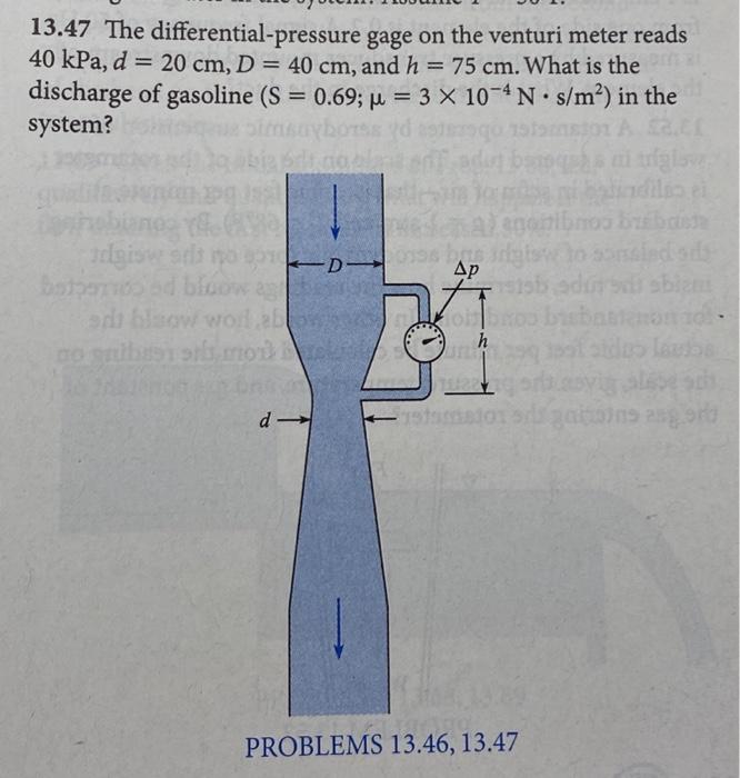 13.47 The differential-pressure gage on the venturi | Chegg.com