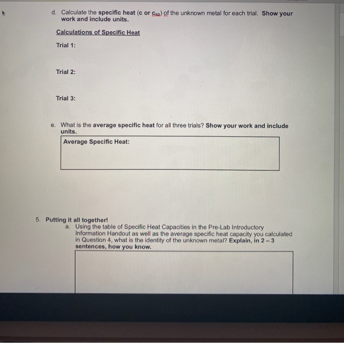 Solved 2. Complete Table 1 with your experimental data for | Chegg.com