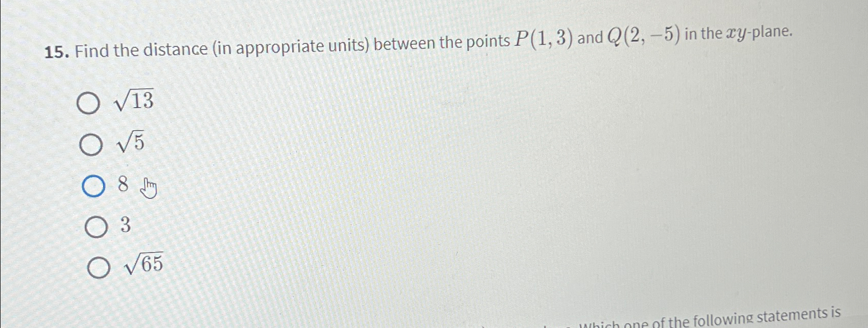 Solved Find the distance (in appropriate units) ﻿between the | Chegg.com