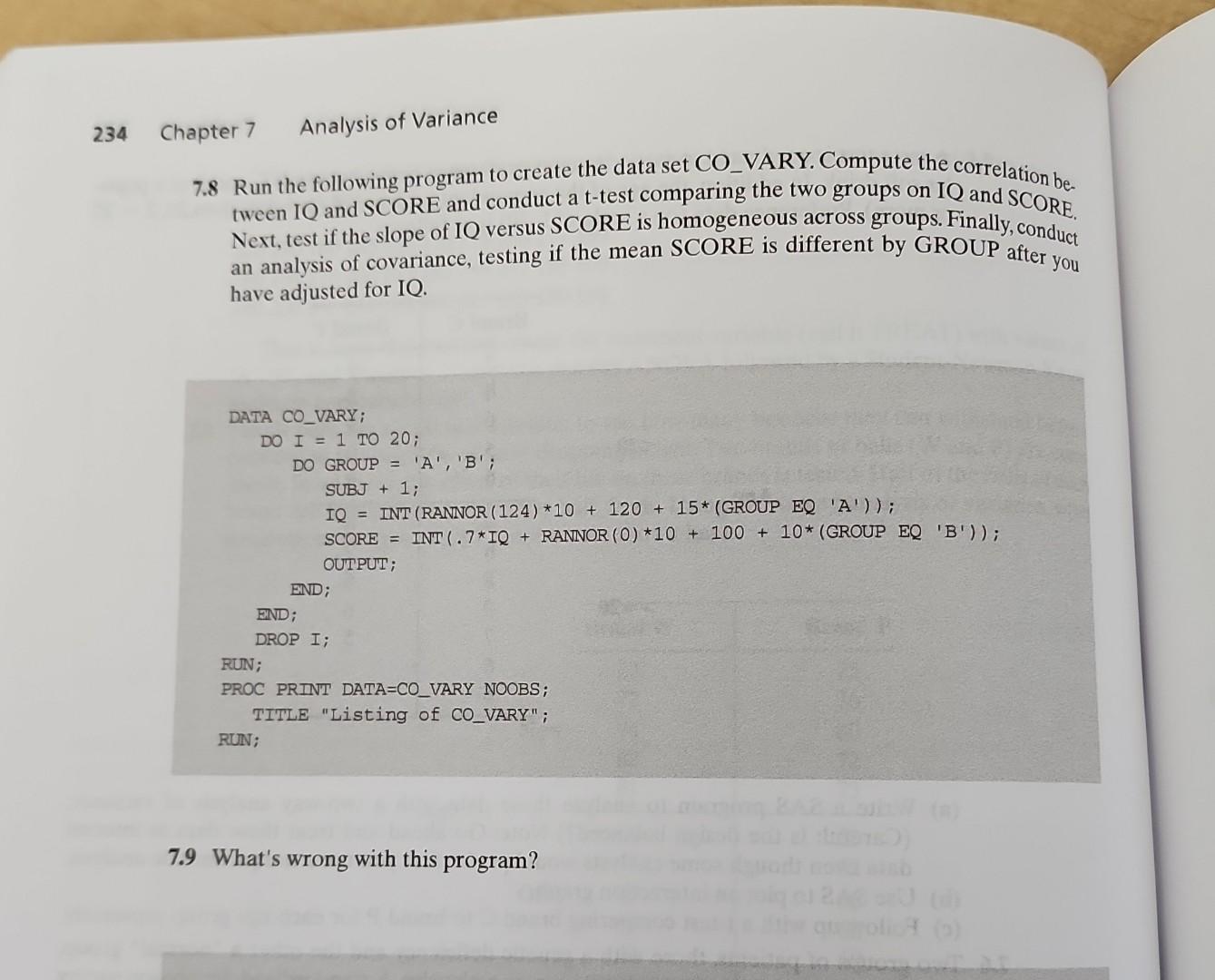 Solved 7.8 Run the following program to create the data set | Chegg.com