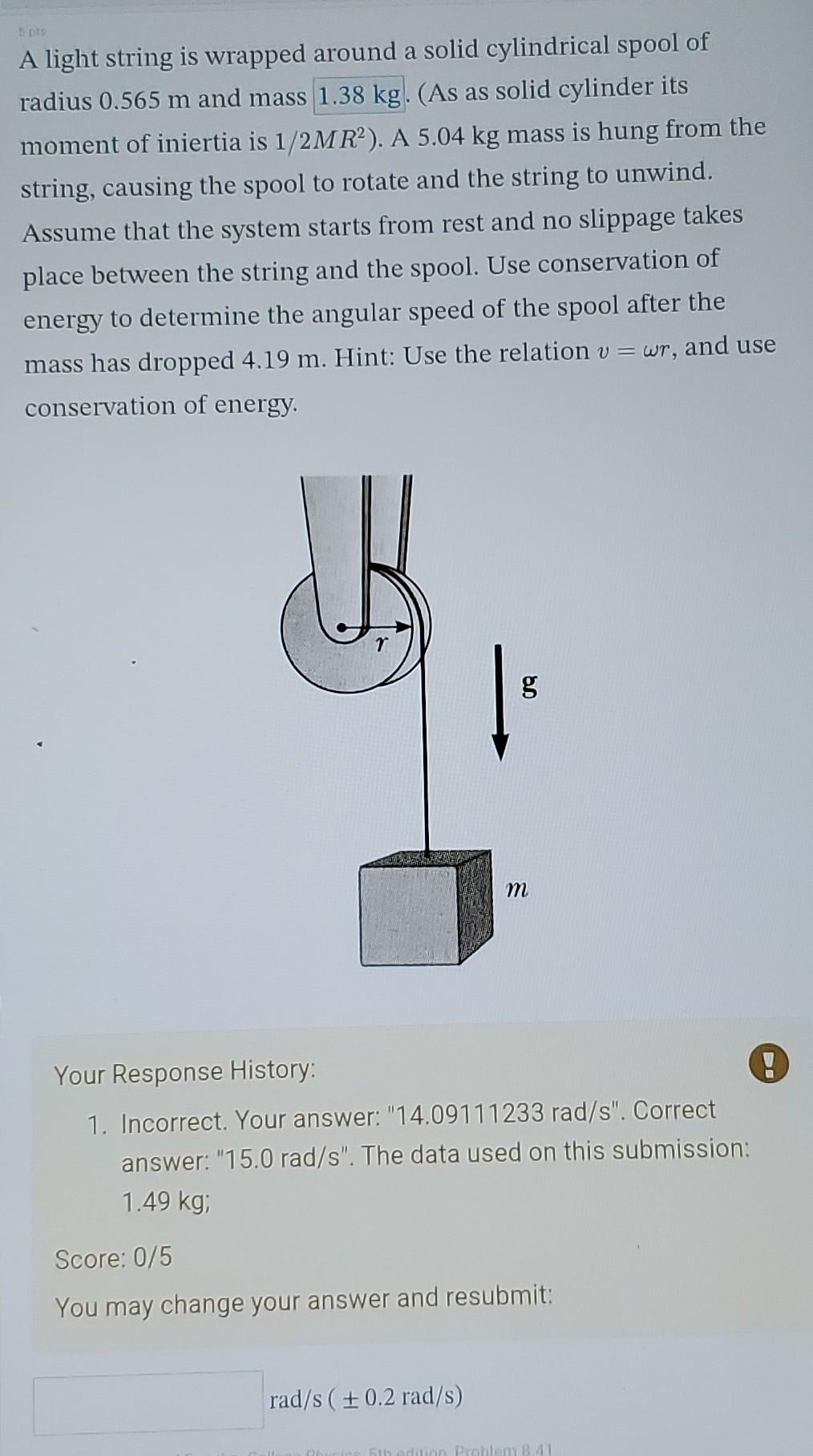 Solved A light string is wrapped around a solid cylindrical | Chegg.com