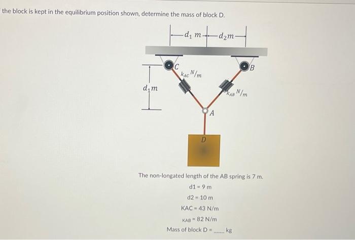 Solved the block is kept in the equilibrium position shown, | Chegg.com