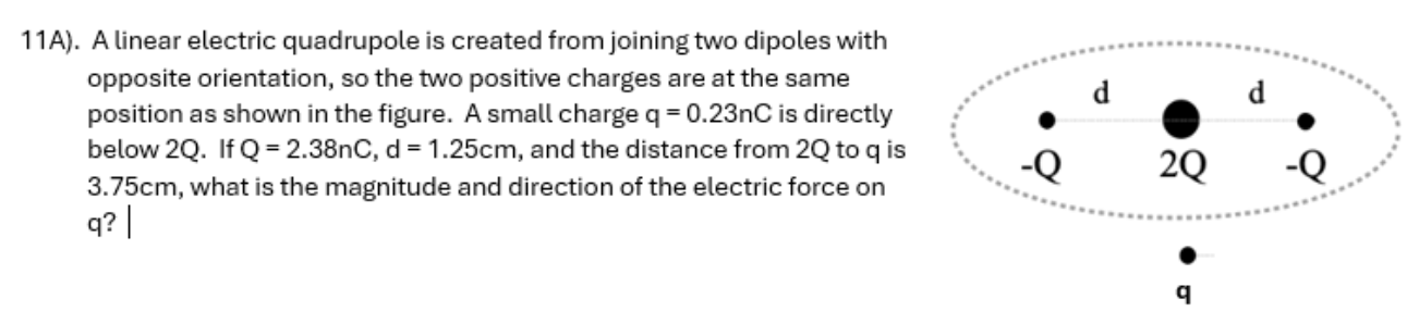 Solved 11A). ﻿A linear electric quadrupole is created from | Chegg.com