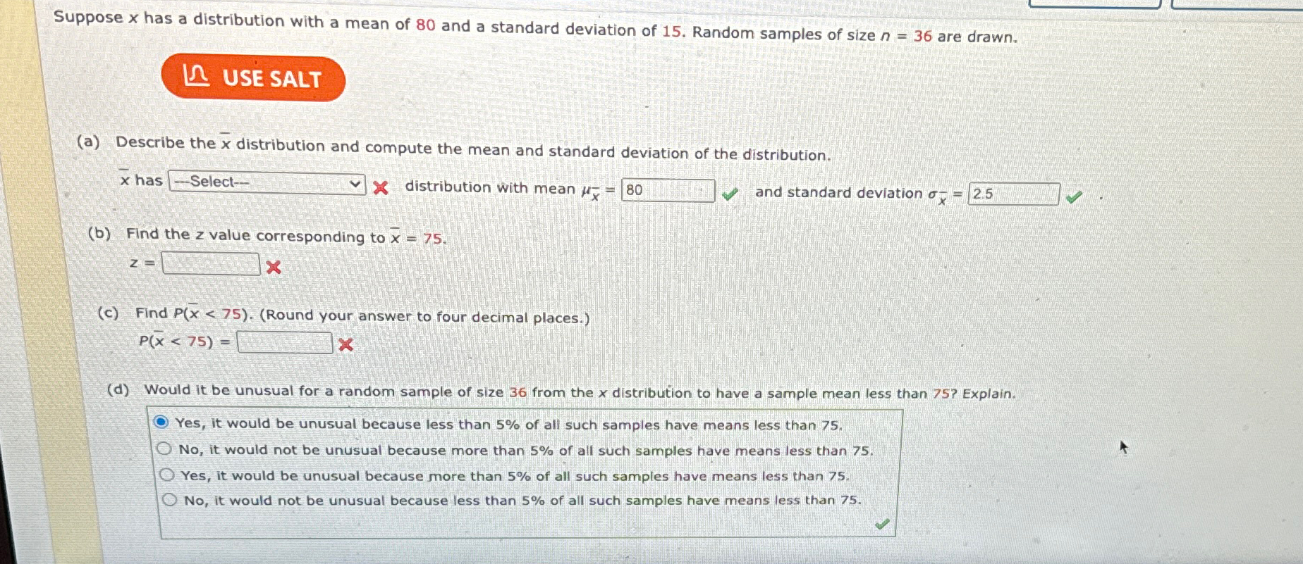 Solved Suppose x ﻿has a distribution with a mean of 80 ﻿and | Chegg.com