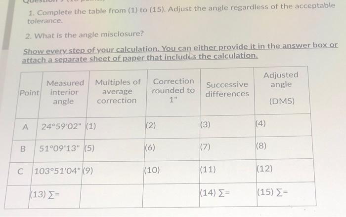 Solved 1. Complete the table from (1) to (15). Adjust the | Chegg.com