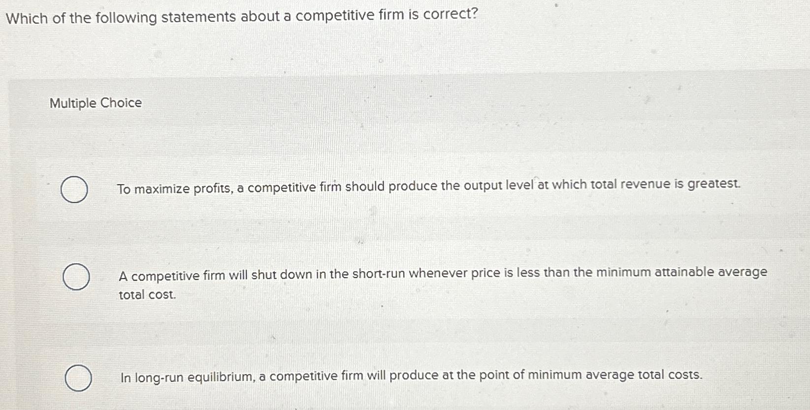 Solved Which of the following statements about a competitive | Chegg.com