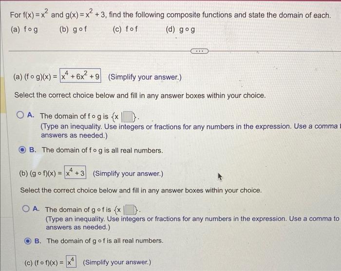 Solved For f(x)=x2 and g(x)=x2+3, find the following | Chegg.com