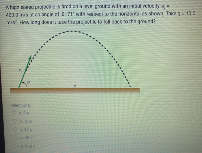 Solved A high speed projectile is fired on a level ground | Chegg.com