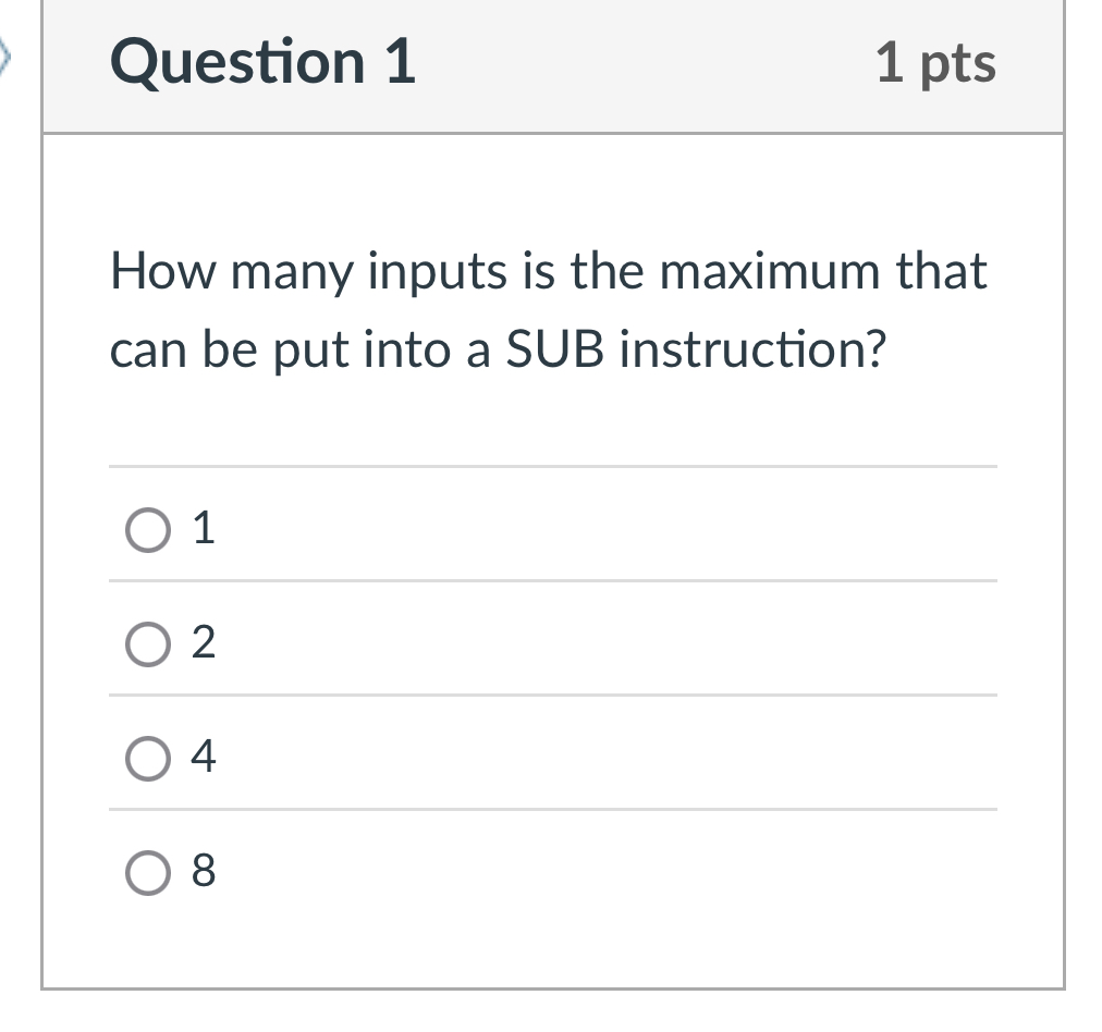 Solved Question 11 ﻿ptsHow many inputs is the maximum | Chegg.com