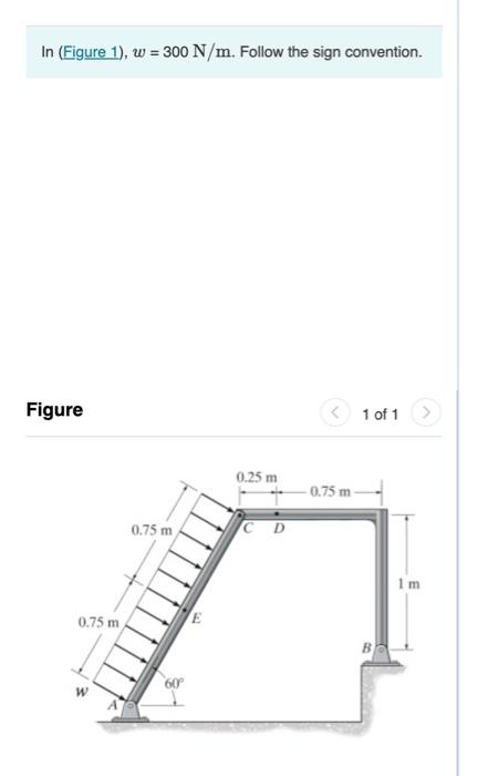 Solved In (Figure 1), w=300 N/m. Follow the sign convention. | Chegg.com