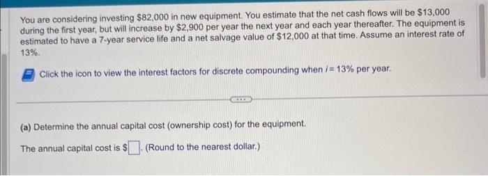 Solved Calculate the equivalent annual worth of the | Chegg.com