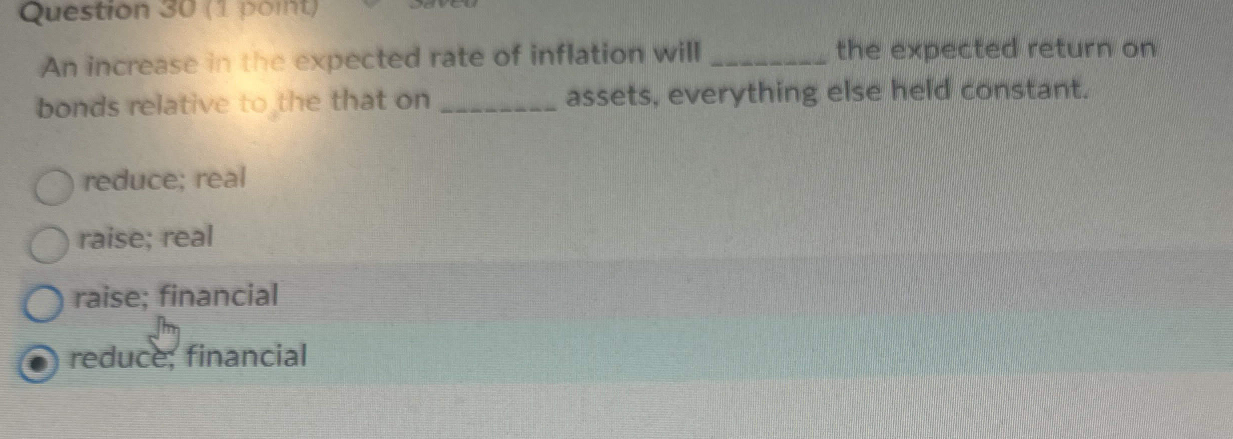 Solved An increase in the expected rate of inflation will | Chegg.com