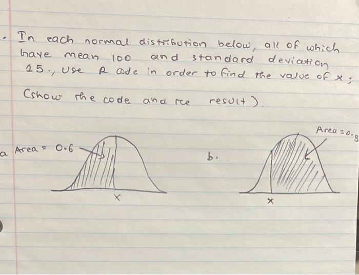 Solved In each normal distribution below, all of which have | Chegg.com