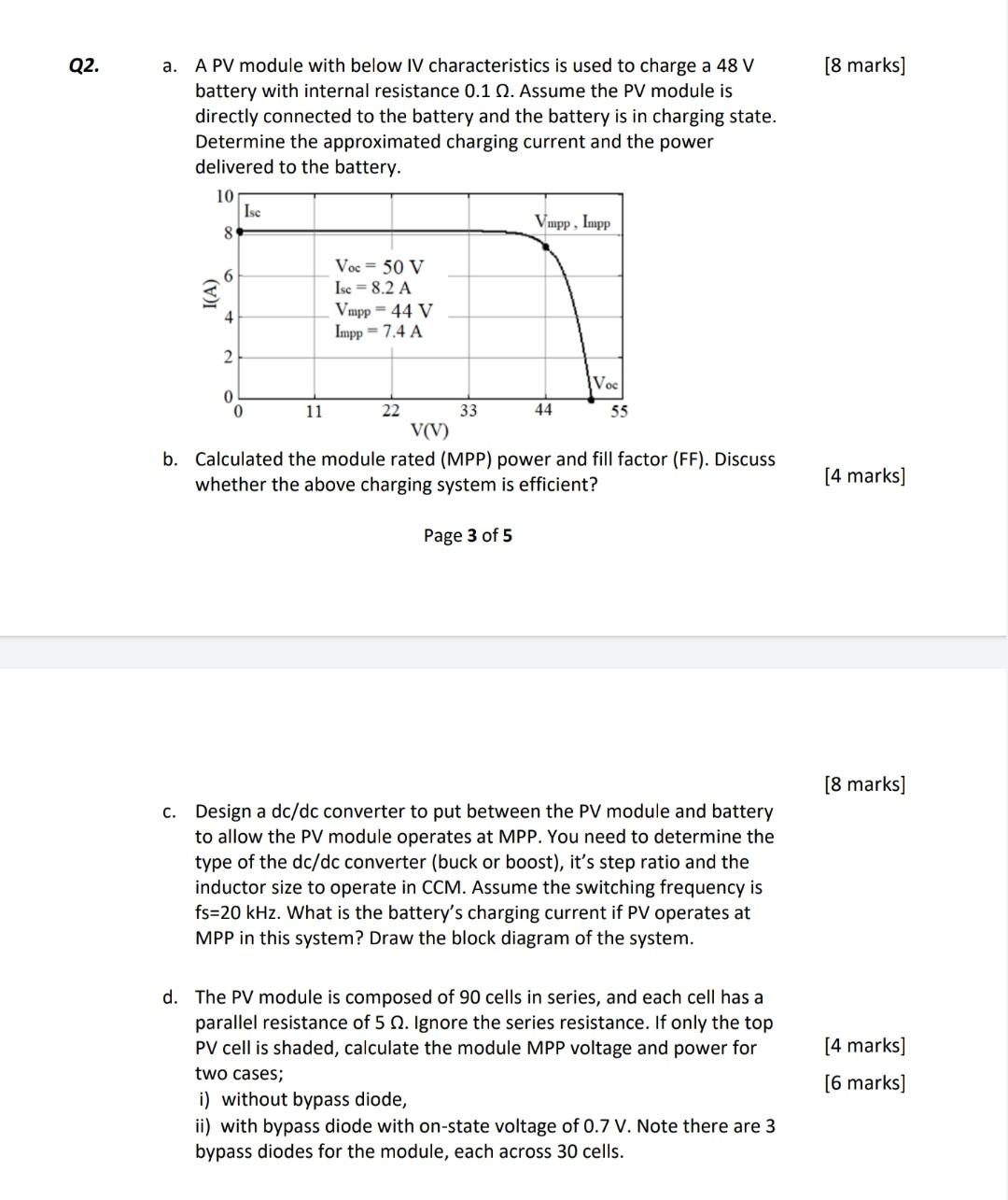 Solved a. A PV module with below IV characteristics is used | Chegg.com