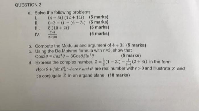 Solved b. Compute the Modulus and argument of 4+3i ( 5 | Chegg.com