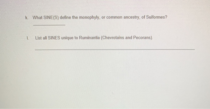 Solved 8. Given the phylogeny below derived using SINES, | Chegg.com