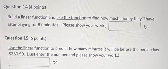 Solved Question 14 (4 points) Build a linear function and | Chegg.com